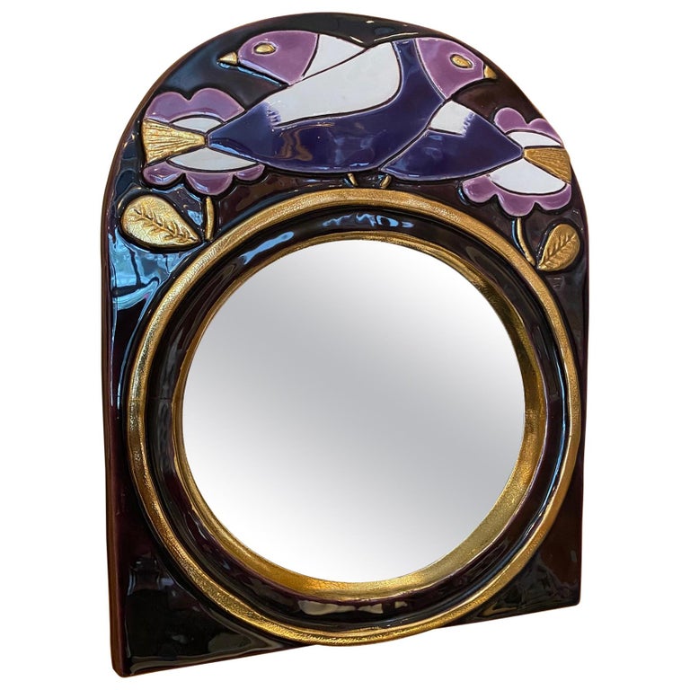 Ceramic Mirror by Mithé Espelt, France, 1970s For Sale at 1stDibs