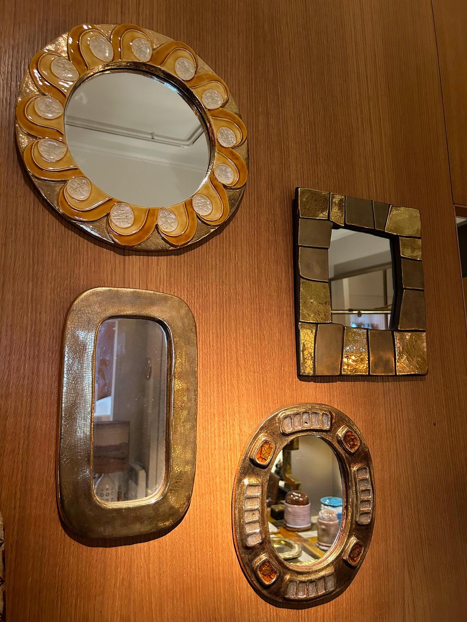 Ceramic mirror "OBLONG" by Mithé Espelt, France, 1960's For Sale at 1stDibs