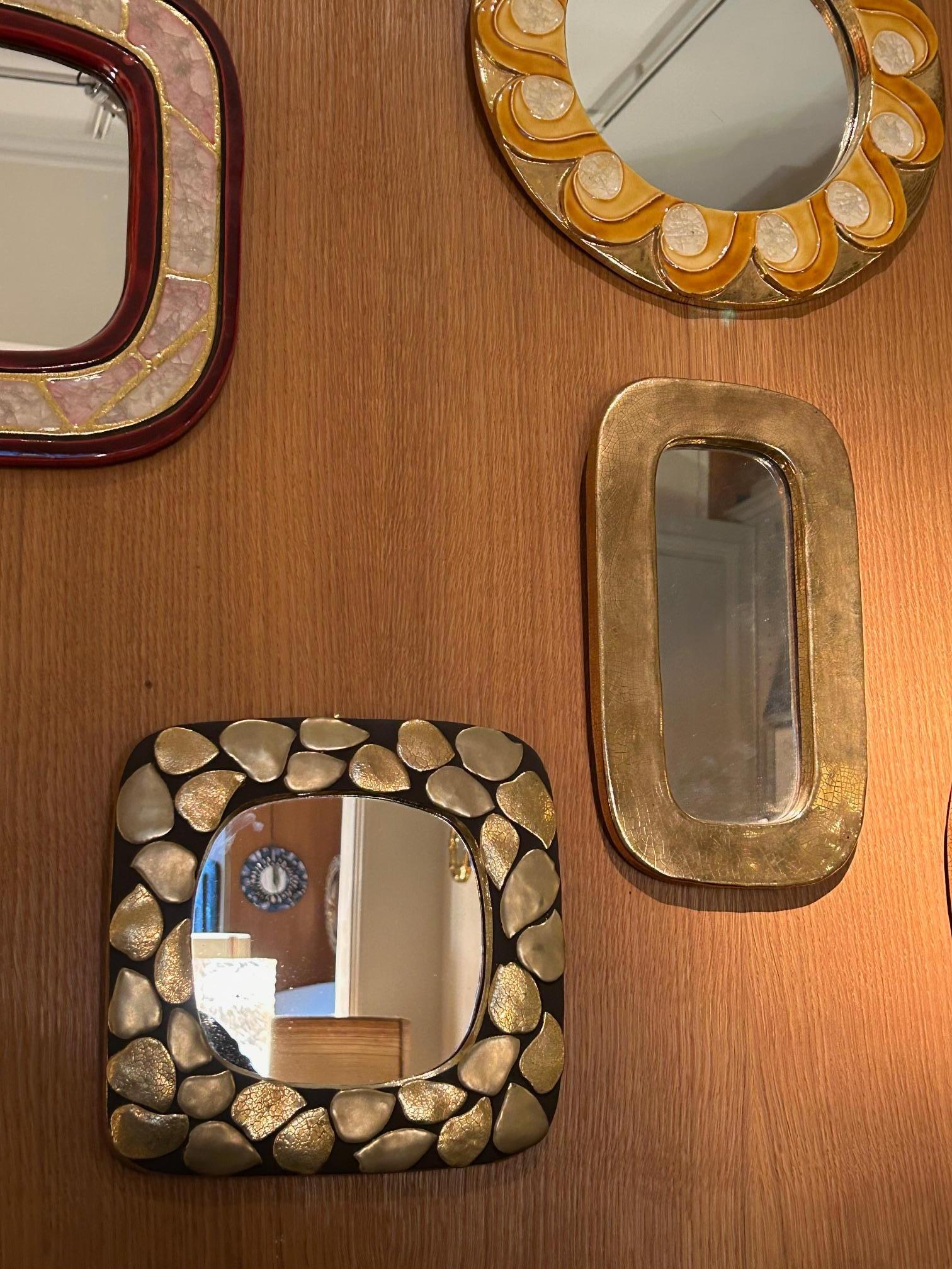 Ceramic mirror "Pétales" by Mithé Espelt, France, 1960's For Sale at ...