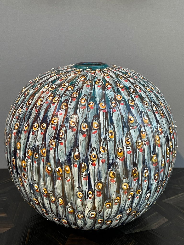 Ceramic Moon Jar Hand Painted Majolica Italy Contemporary 21st Century ...