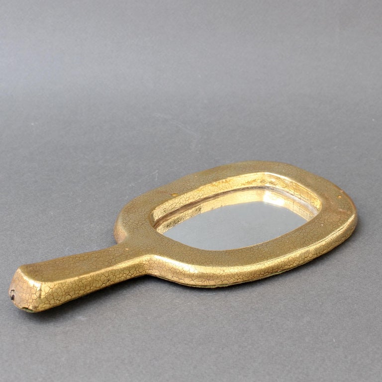 Ceramic Oval Shaped Hand Mirror by François Lembo, 'circa 1960s' at 1stDibs