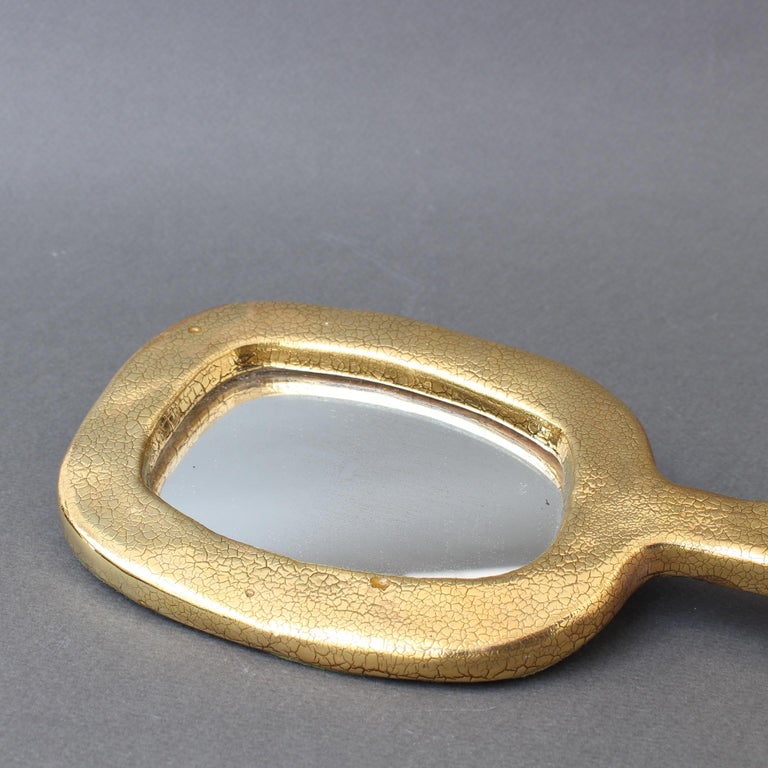 Ceramic Oval Shaped Hand Mirror by François Lembo, 'circa 1960s' at 1stDibs