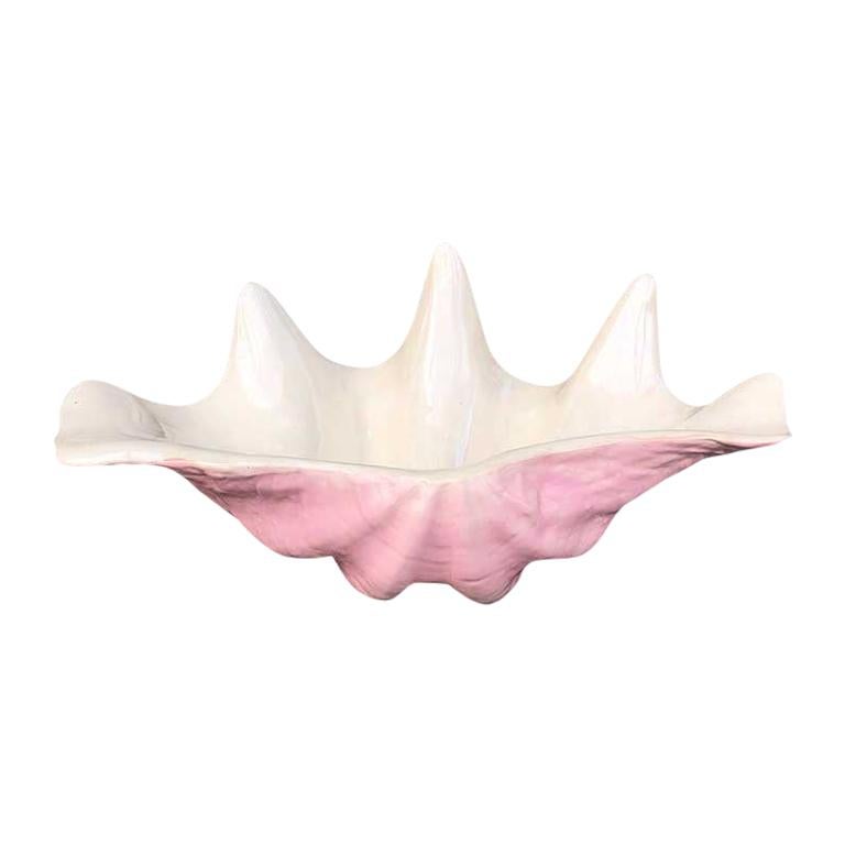 Ceramic Pearl Pink Tridacna Clam Shell Bowl Planter or Centerpiece 1965 ...