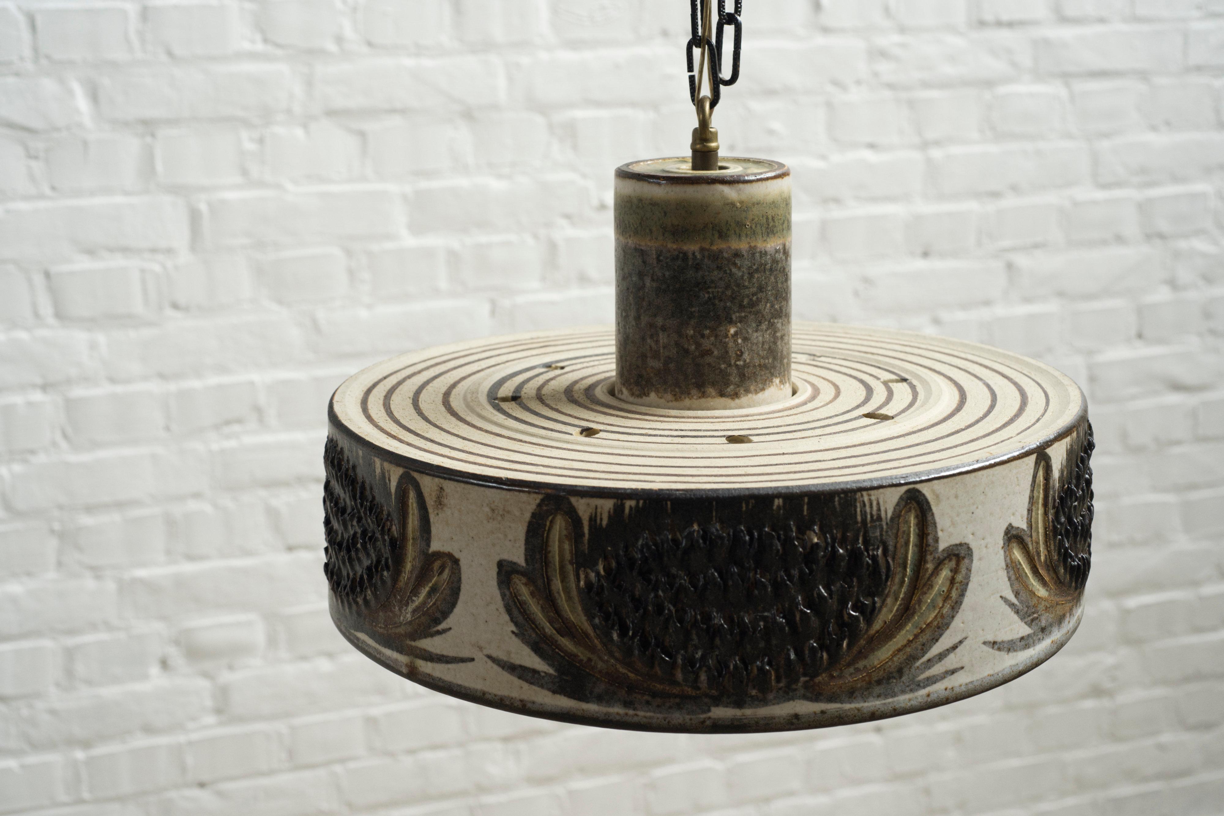 Ceramic pendant lamp by Axella Stoneware, Denmark 1970s For Sale at 1stDibs