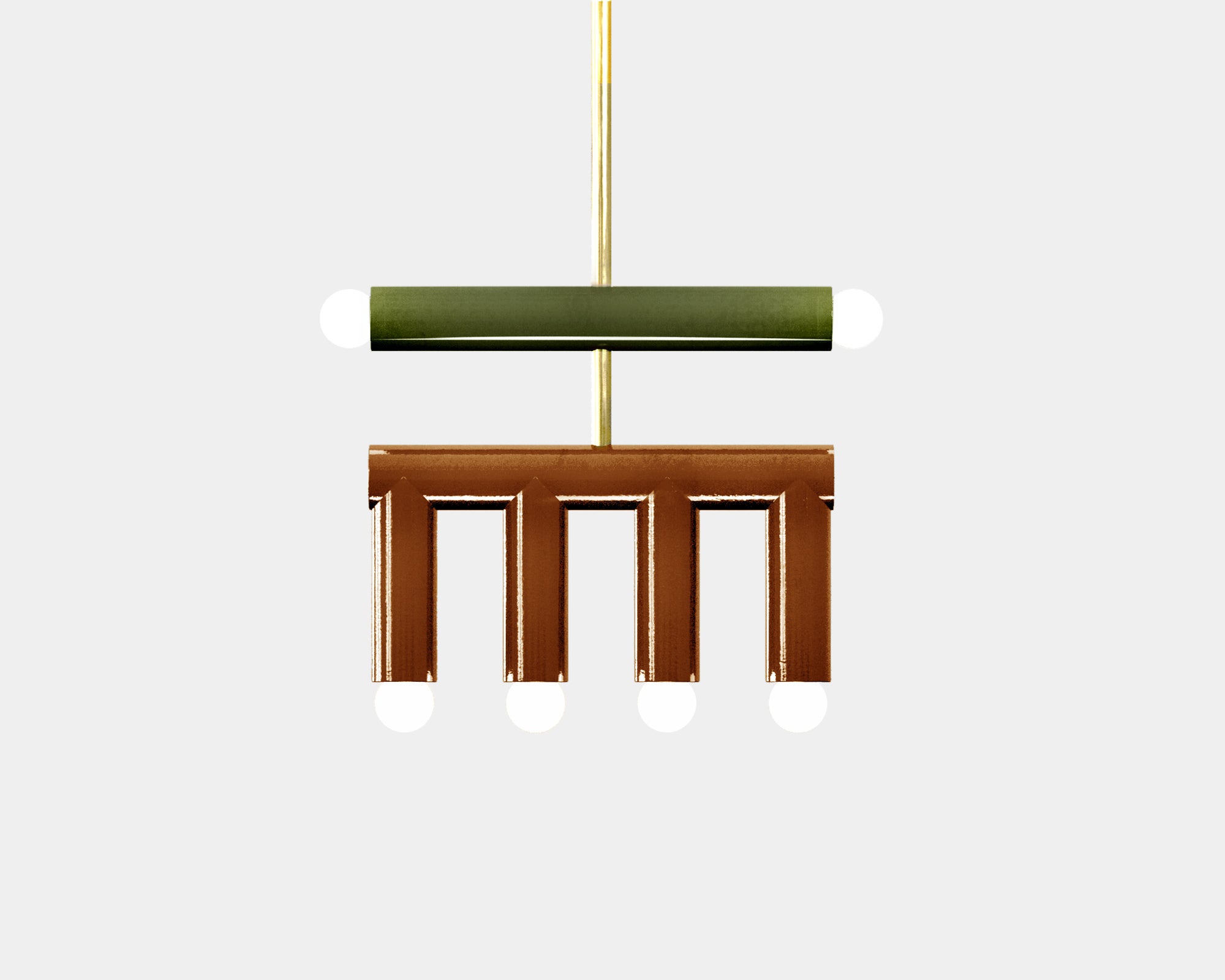 Ceramic Pendant Lamp 'TRN D2' by Pani Jurek, Brass Rod, Green + Brown ...