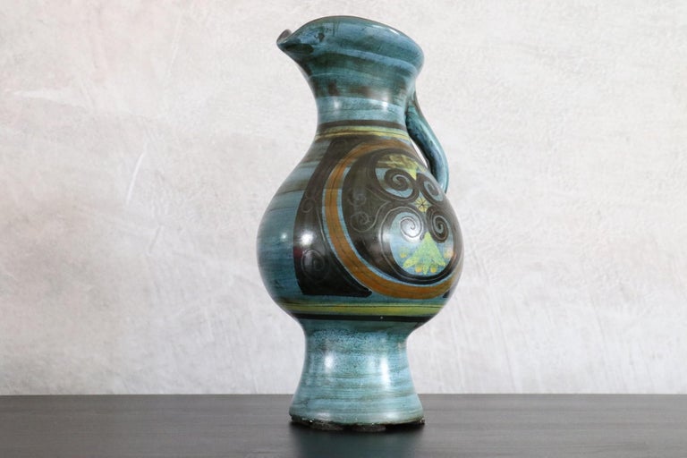 Ceramic Pitcher by Jean De Lespinasse, Signed, circa 1960, Volutes ...