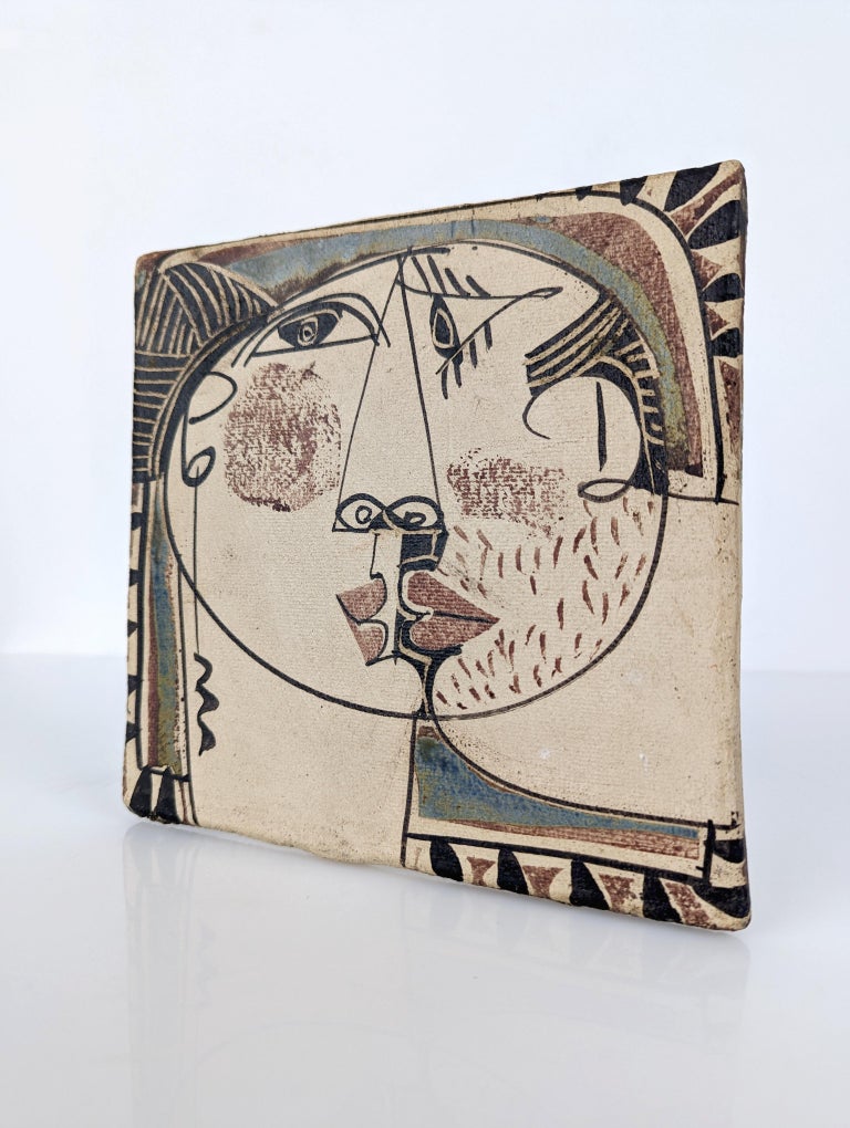 Ceramic Plaque Tile from Alfajar Man and Woman For Sale at 1stDibs