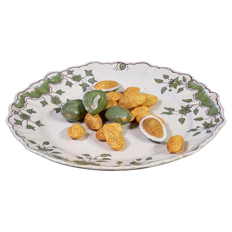 Ceramic Plate by Moustiers with Almonds Sculpture, Hand Painted, France ...