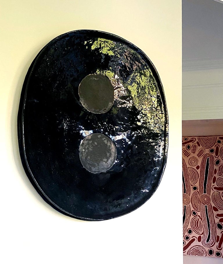 Ceramic Plate with Abstract Glaze Wall Sculpture by Jun Kaneko For Sale ...
