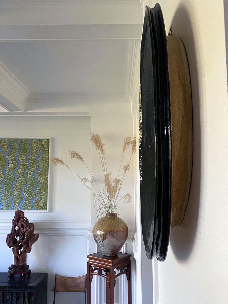Ceramic Plate with Abstract Glaze Wall Sculpture by Jun Kaneko For Sale ...