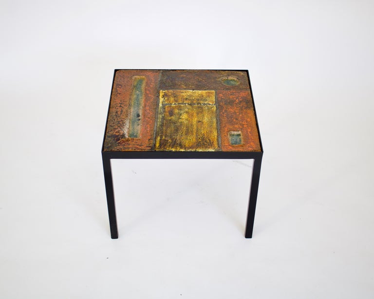Ceramic Polychrome and Fused Glass French Side Table c1970, Vallauris ...