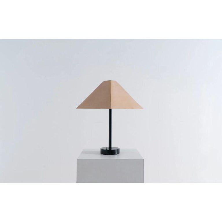 Pyramid Table Lamp with Tan Ceramic Shade and Black Metal Base For Sale ...