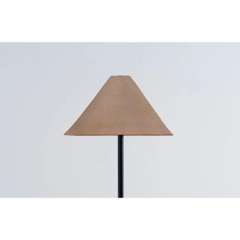 Pyramid Table Lamp with Tan Ceramic Shade and Black Metal Base For Sale ...
