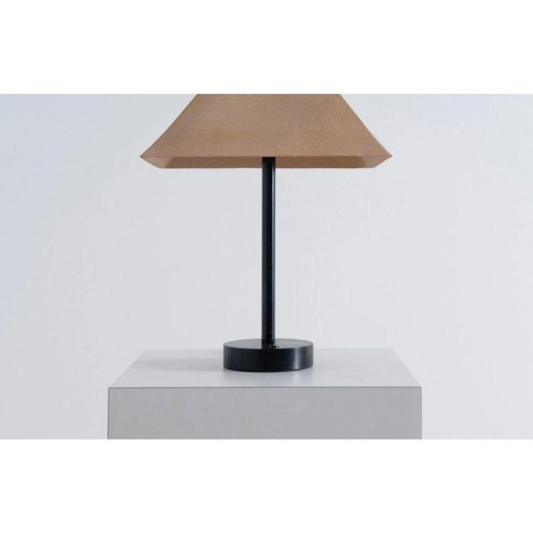 Pyramid Table Lamp with Tan Ceramic Shade and Black Metal Base For Sale ...