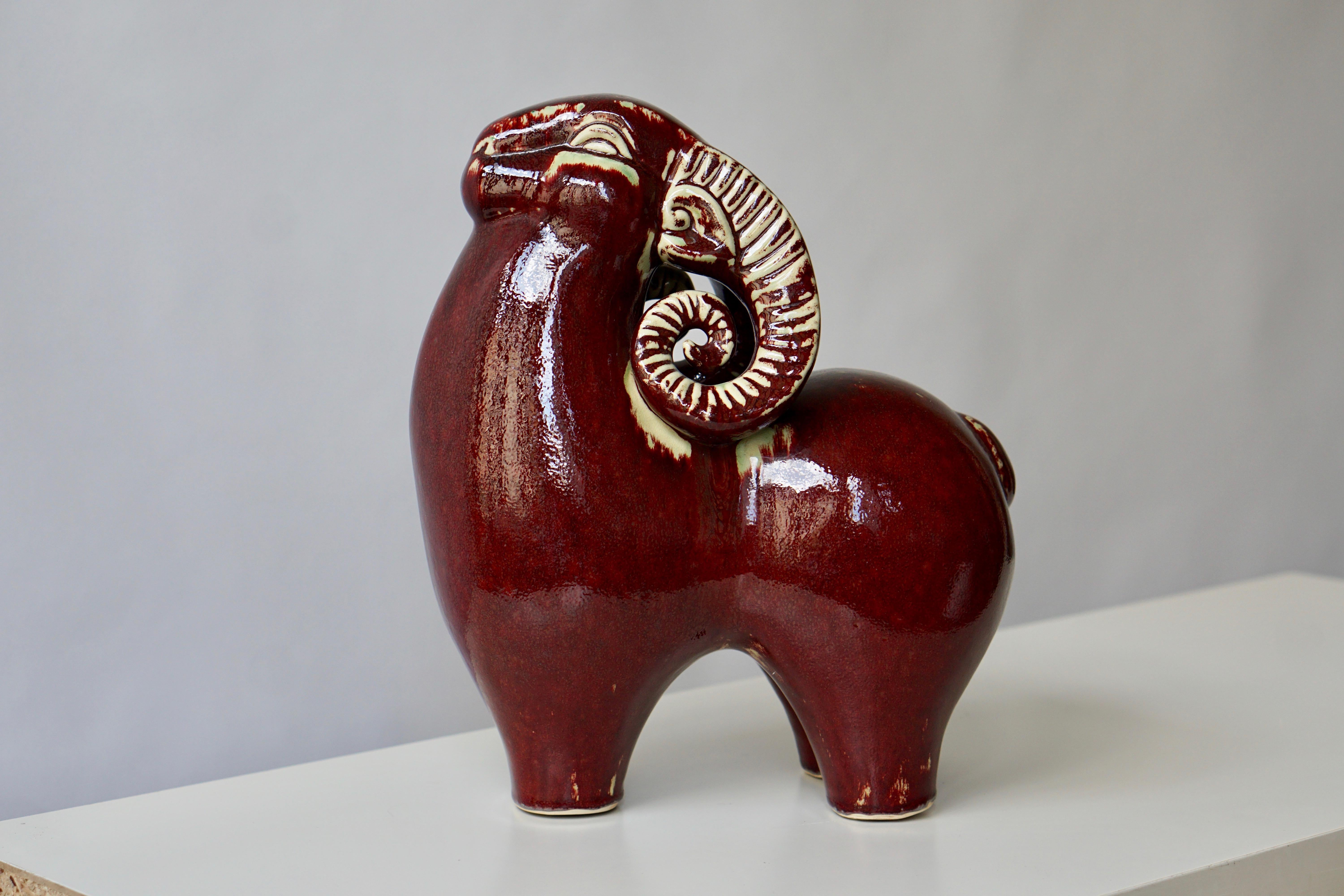 Ceramic Ram Sculpture at 1stDibs