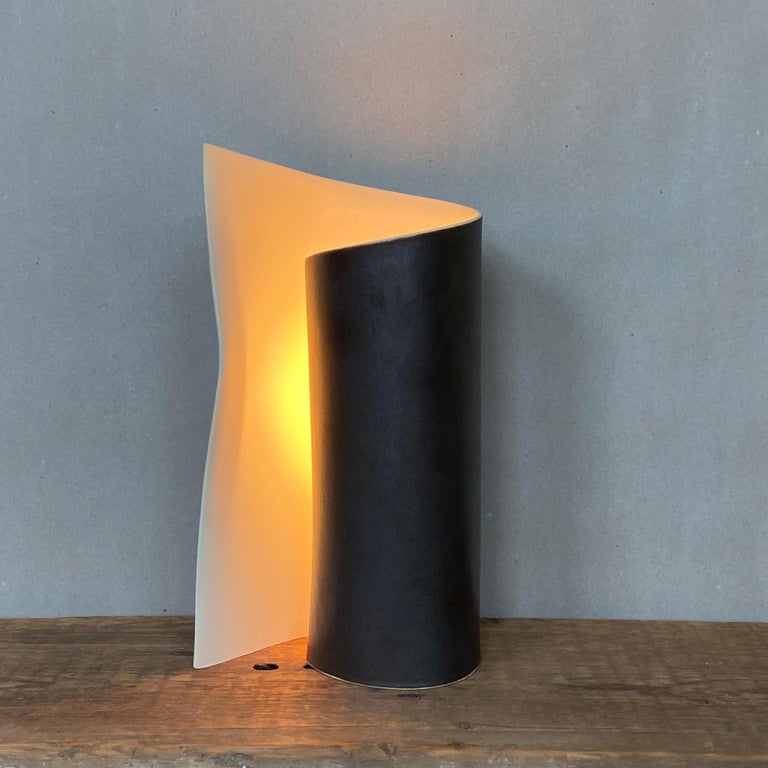 Gunmetal Glazed Ceramic Scroll Luminaire Table Lamp by Olivia Barry ...