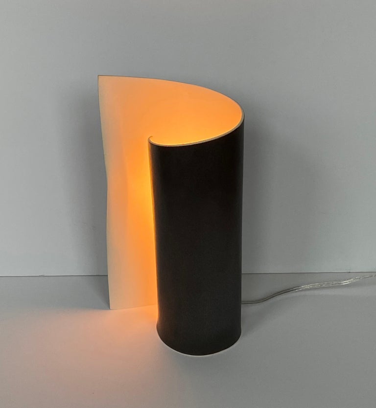 Gunmetal Glazed Ceramic Scroll Luminaire Table Lamp by Olivia Barry ...