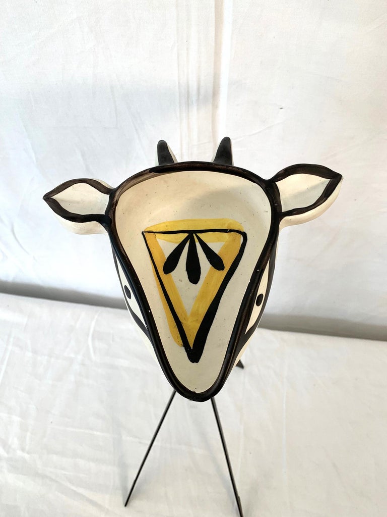 Ceramic Sculpture or Ashtray in the Shape of a Goat's Head by Roger ...