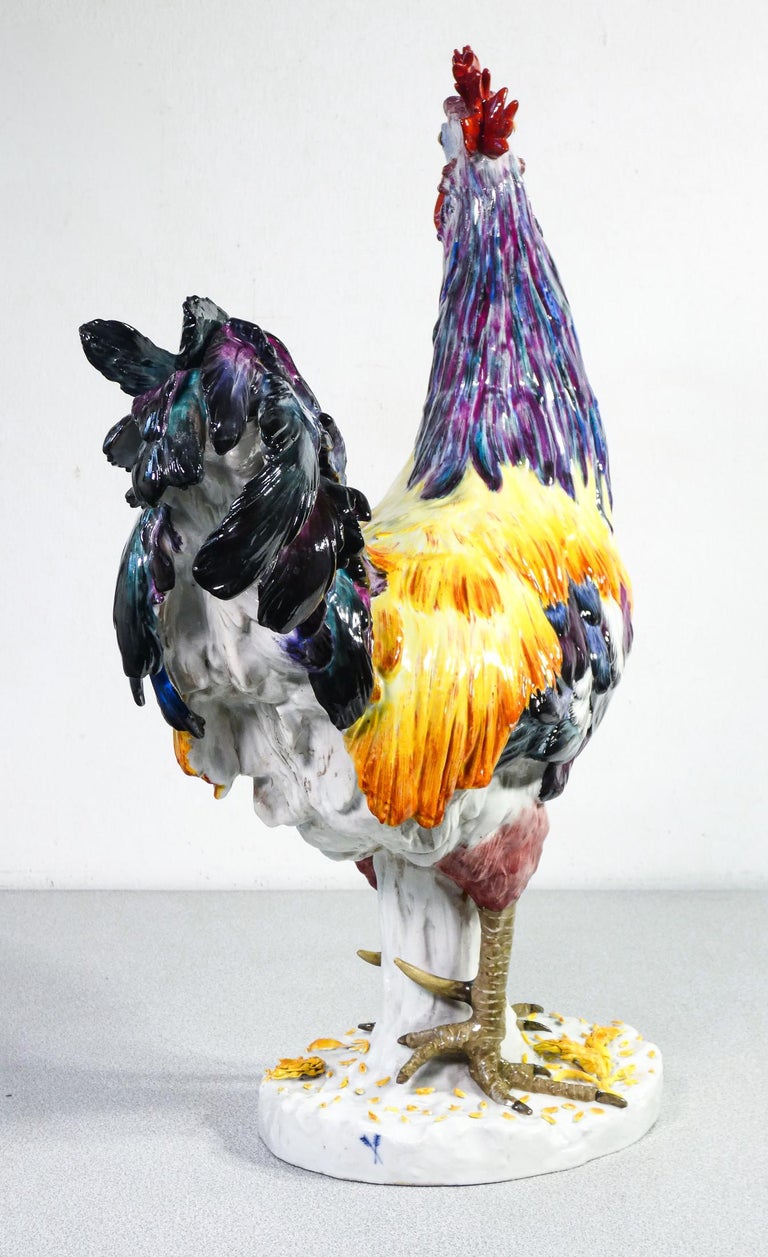 Ceramic Sculpture by Porzellanfabrik Kalk, Rooster, Germany, Early 20th ...