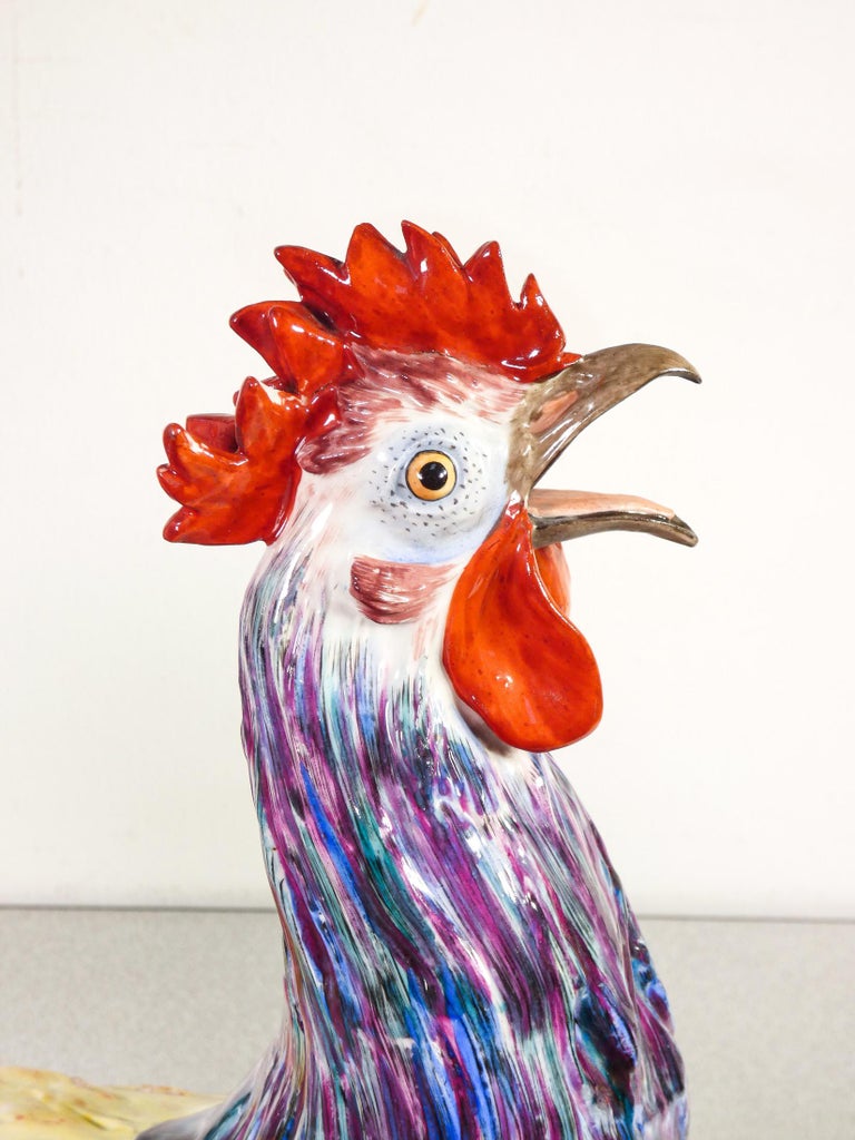 Ceramic Sculpture by Porzellanfabrik Kalk, Rooster, Germany, Early 20th ...