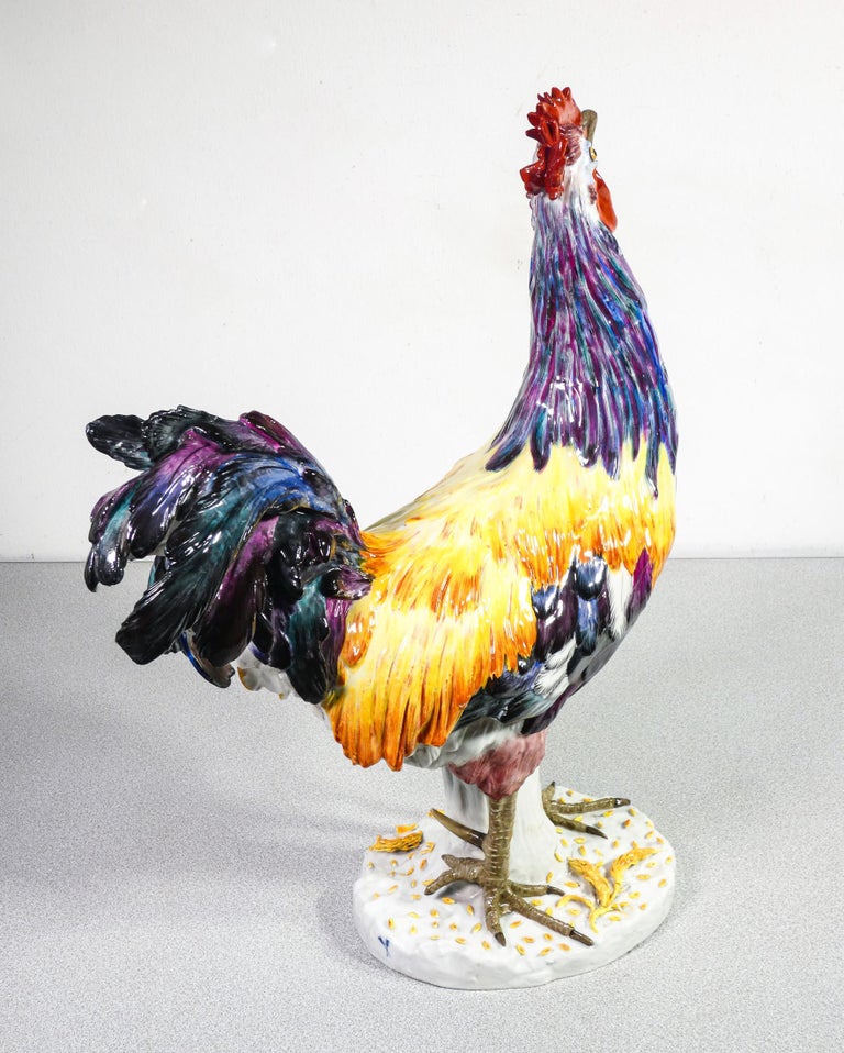Ceramic Sculpture by Porzellanfabrik Kalk, Rooster, Germany, Early 20th ...