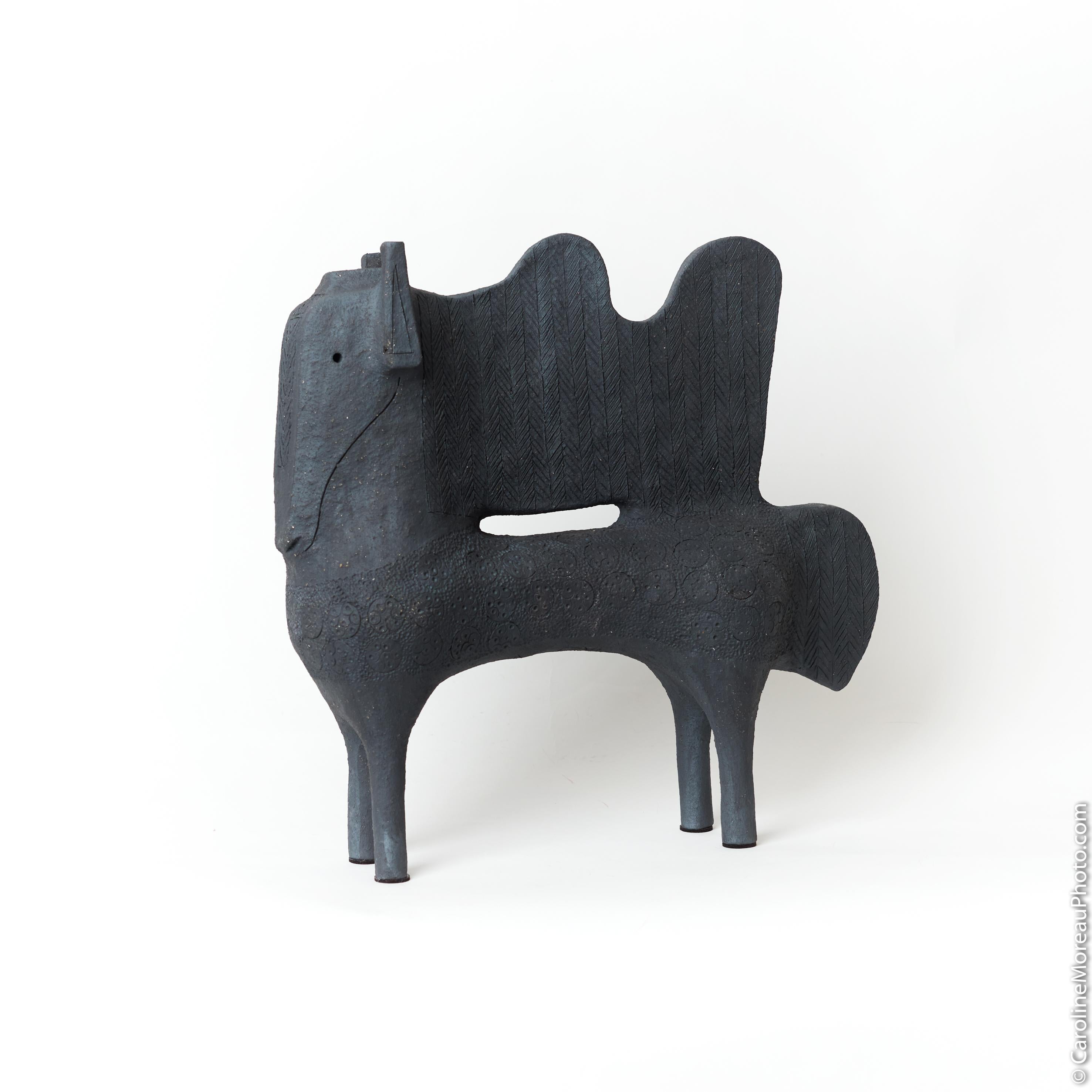 Ceramic Sculpture "Cheval noir" One of a Kind Signed by W. BYL at ...