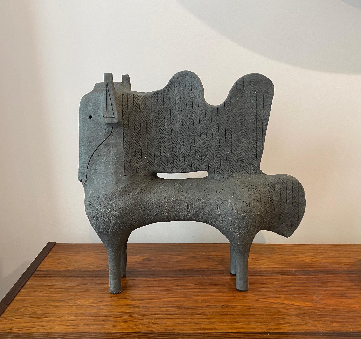 Ceramic Sculpture "Cheval noir" One of a Kind Signed by W. BYL at ...