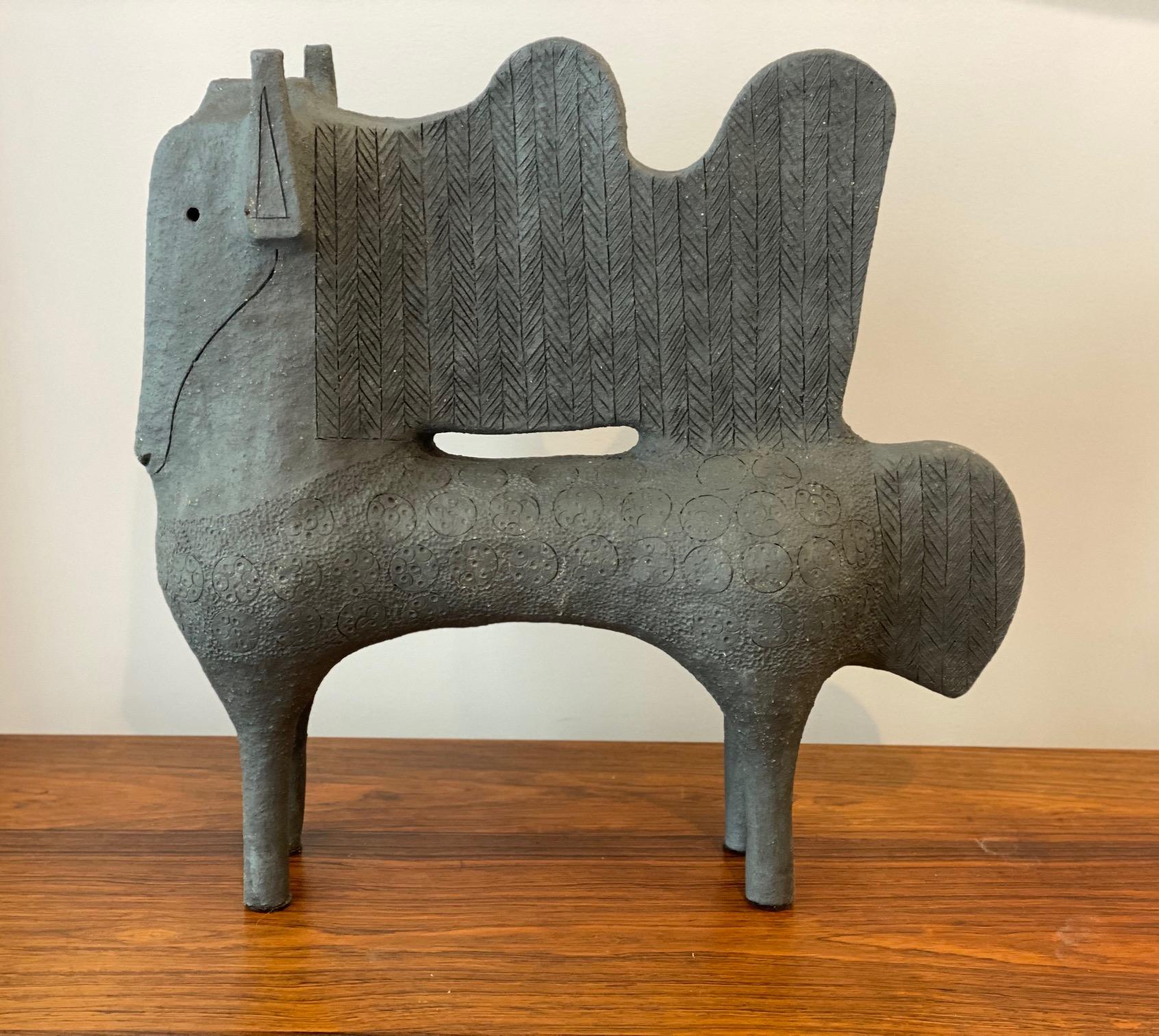 Ceramic Sculpture "Cheval noir" One of a Kind Signed by W. BYL at ...