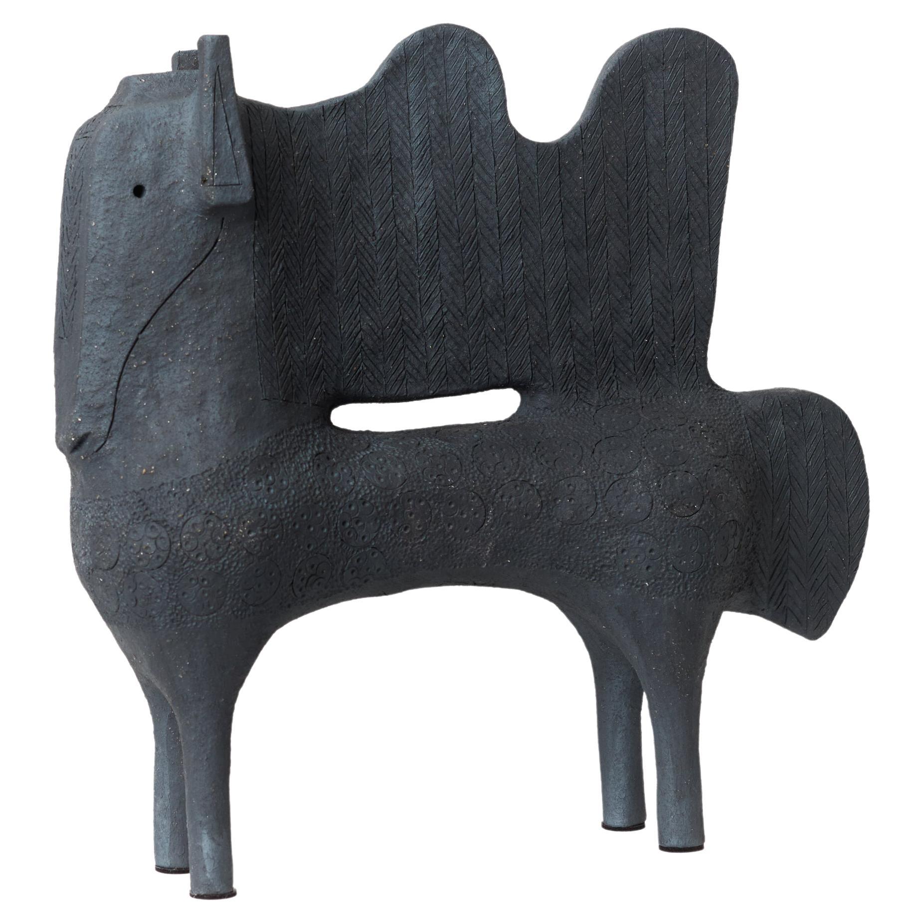 Ceramic Sculpture "Cheval noir" One of a Kind Signed by W. BYL at ...