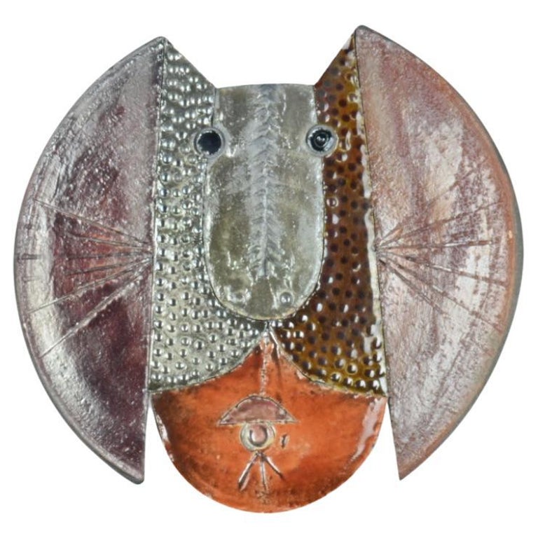 Ceramic Sculpture Tetes Rhino by Roger Capron For Sale at 1stDibs