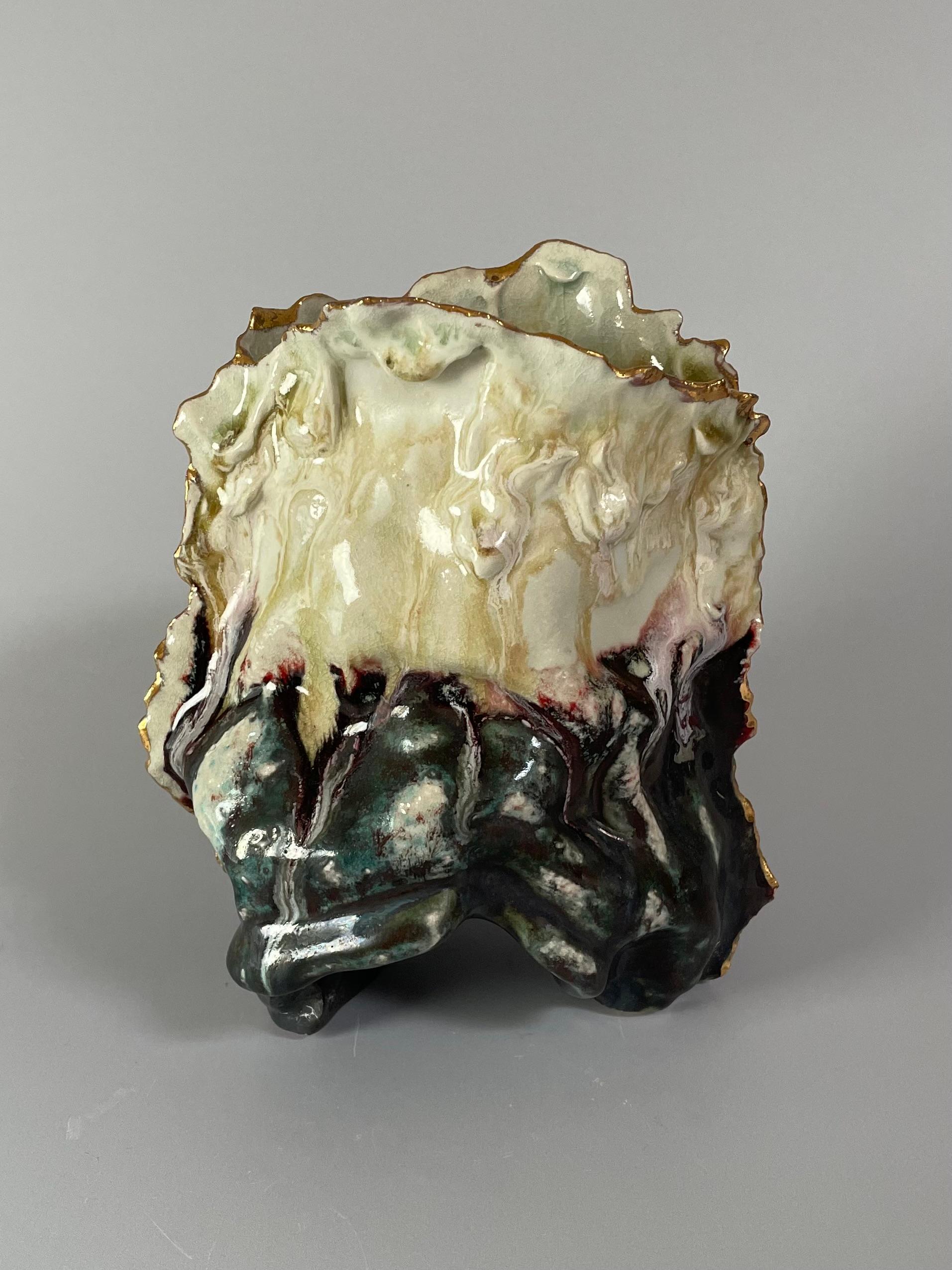 Ceramic Soda Fired Organic Shaped Vessel Vase For Sale at 1stDibs