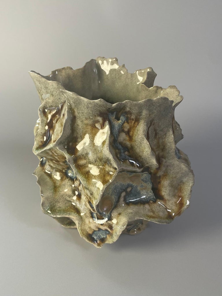 Ceramic Soda Fired Organic Shaped Vessel Vase For Sale at 1stDibs