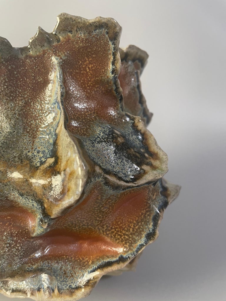 Ceramic Soda Fired Organic Shaped Vessel Vase For Sale at 1stDibs