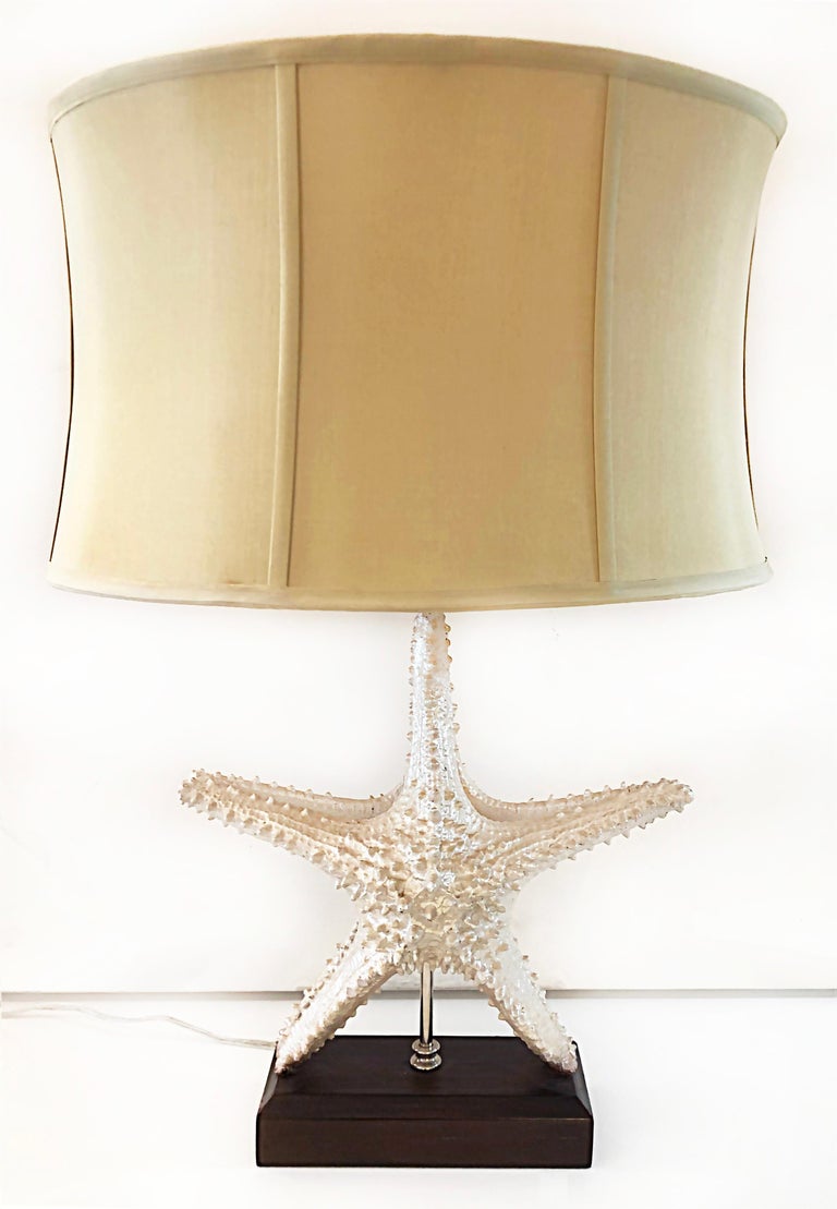 Ceramic Starfish Table Lamps with Silk Shades, Late 20th Century, Pair ...
