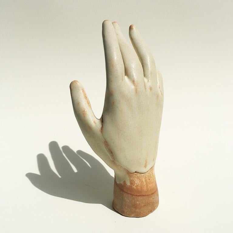 Ceramic Stoneware Sculpture of Hand in Matte Ivory at 1stDibs