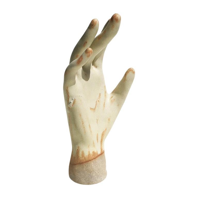 Ceramic Stoneware Sculpture of Hand in Matte Ivory at 1stDibs