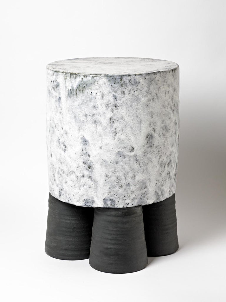 Ceramic Stool or Table with Glazes Decoration by Mia Jensen, circa 2022 ...