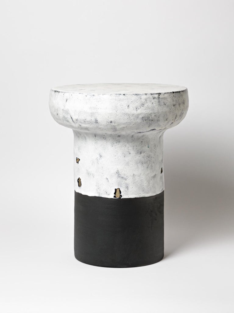 Ceramic Stool or Table with Glazes Decoration by Mia Jensen, circa 2022 ...