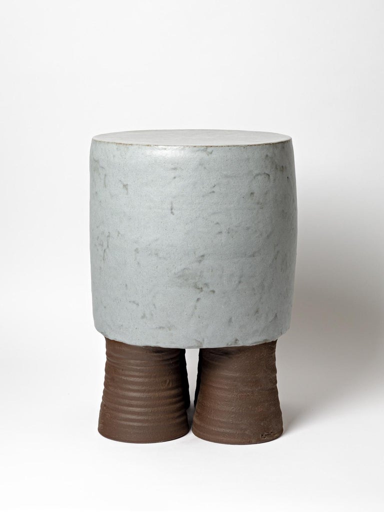 Ceramic Stool or Table with Glazes Decoration by Mia Jensen, circa 2022 ...