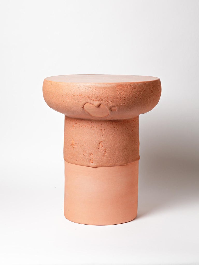 Ceramic Stool or Table with Glazes Decoration by Mia Jensen, circa 2022 ...