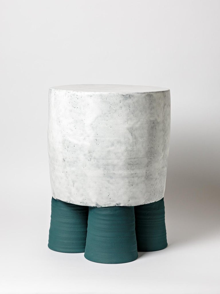 Ceramic Stool or Table with Glazes Decoration by Mia Jensen, circa 2022 ...