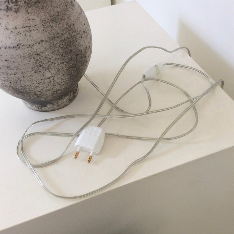 Ceramic Table Lamp, France, White/Grey Ceramic and Straw Paper Shad For ...