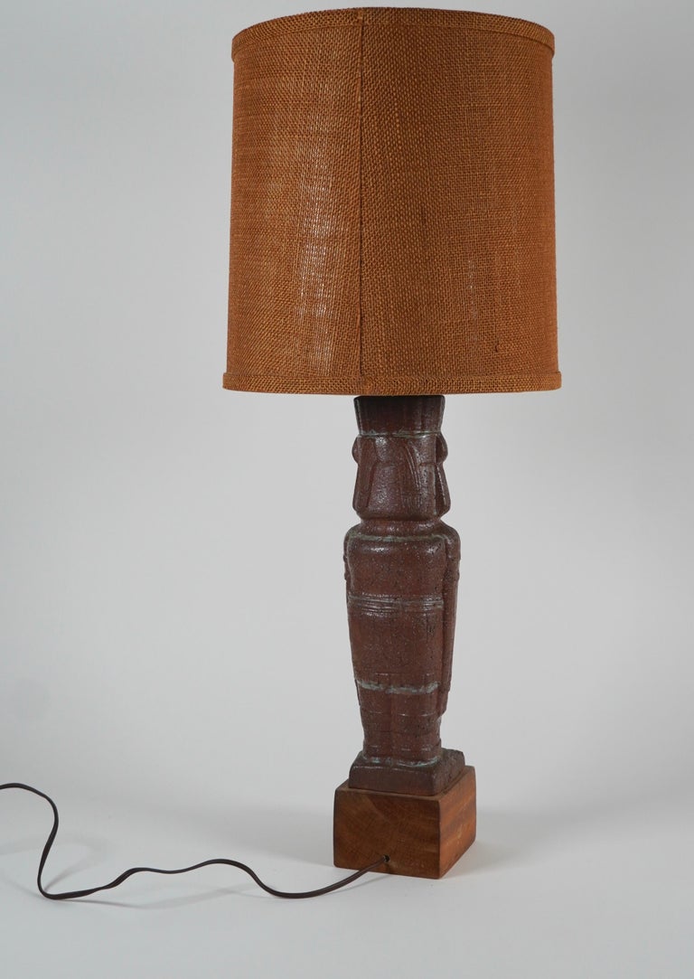 Ceramic Table Lamp with Aztec Motif, circa 1950s For Sale at 1stDibs