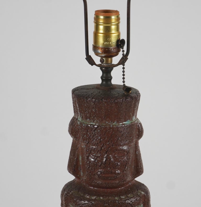 Ceramic Table Lamp with Aztec Motif, circa 1950s For Sale at 1stDibs