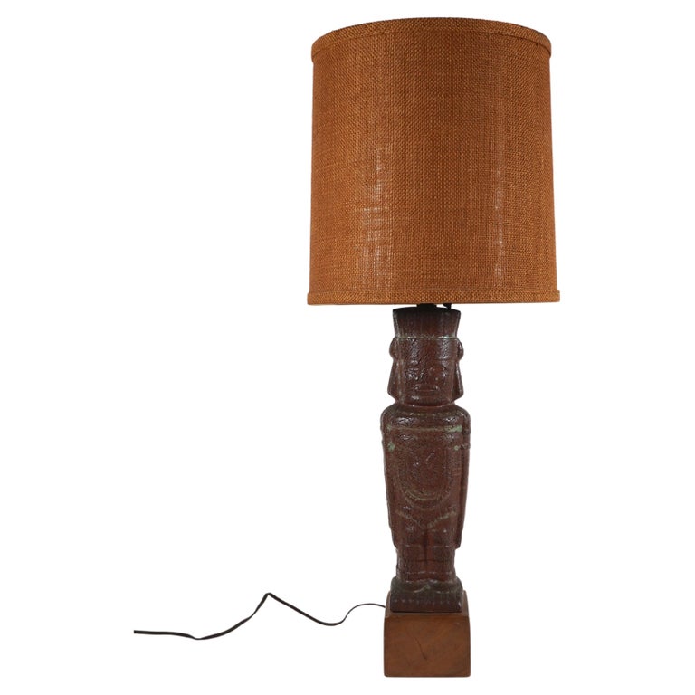 Ceramic Table Lamp with Aztec Motif, circa 1950s For Sale at 1stDibs