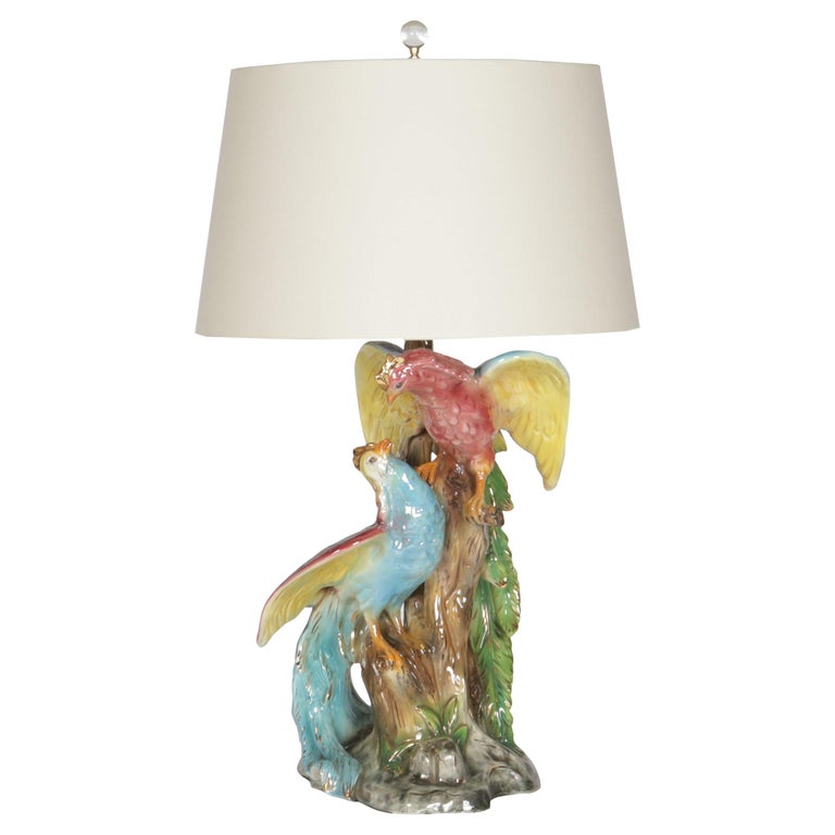 Ceramic Table Lamp with Bird Motif, c. 1960 For Sale at 1stDibs