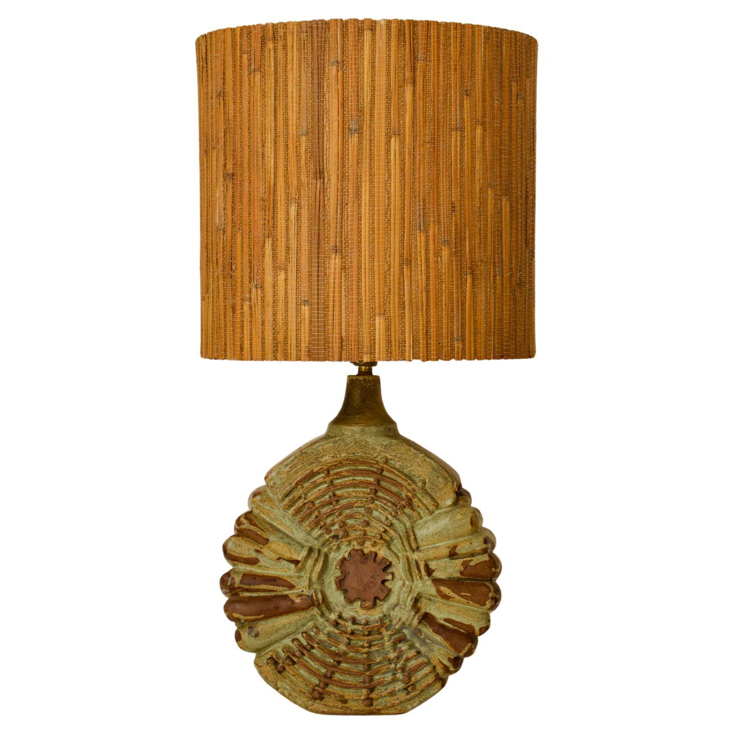 Grand Scale Cypress Knee Table Lamp with Original Split Oak Shade For ...