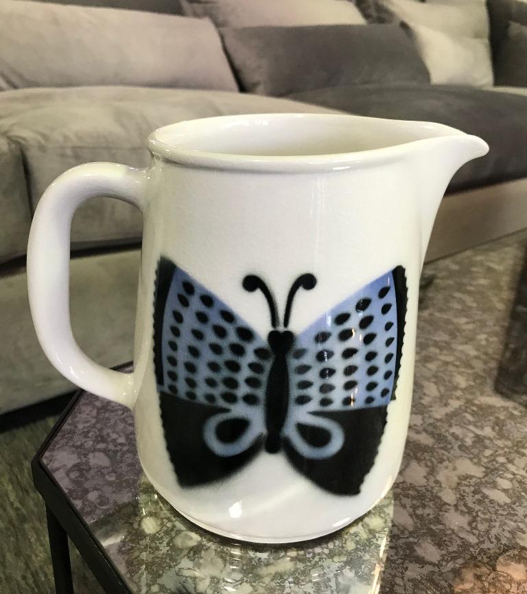 Ceramic Tall Butterfly Pitcher Arabia, Finland at 1stDibs