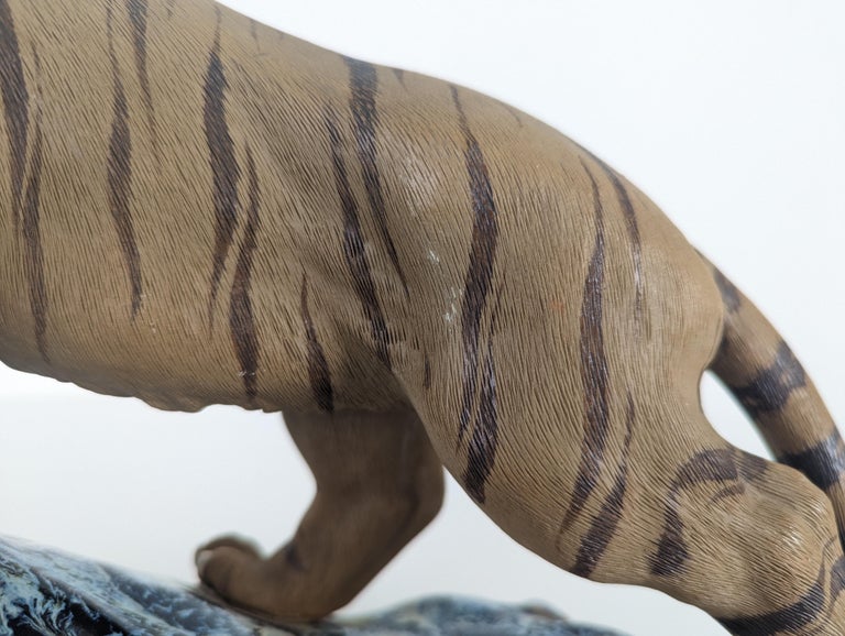 Ceramic Tiger Sculpture Shiwan Midcentury For Sale at 1stDibs