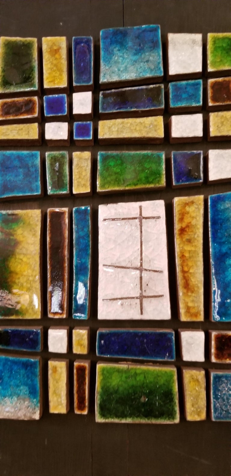 Ceramic Tile Wall Sculpture by Jane Dart For Sale at 1stdibs